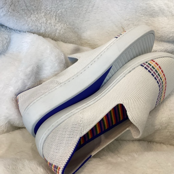 Rothy's | Shoes | Rothys The Kids Sneaker White Rainbow Knit Fabric ...